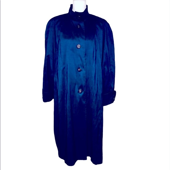 VISION | Jackets & Coats | Vintage Vision Navy Blue Metallic Long ...